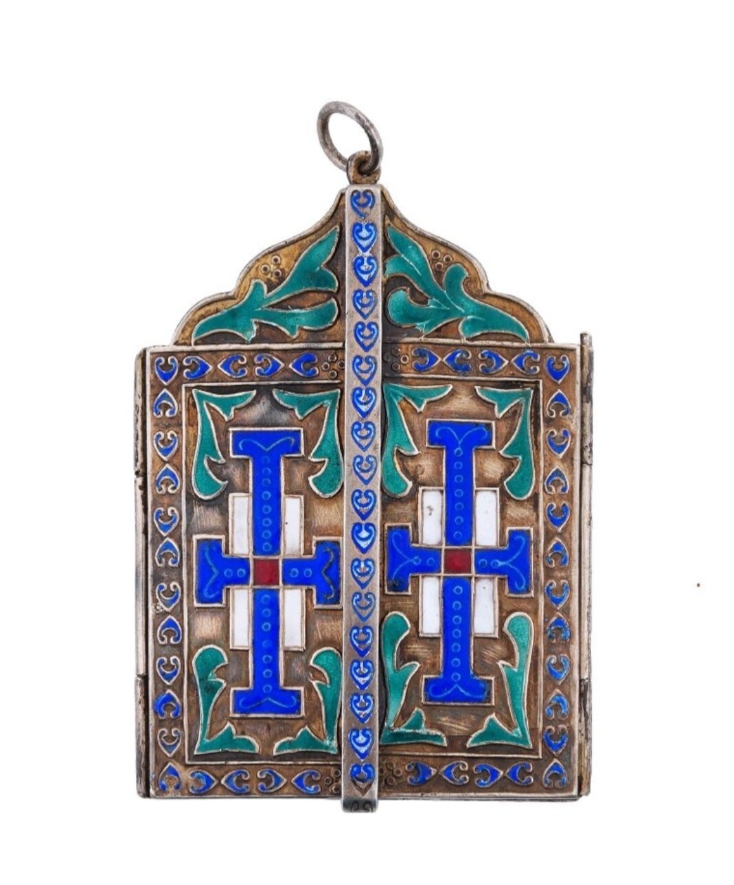 ANTIQUE 19c RUSSIAN COLOR ENAMEL SILVER 88 ICON SKLADEN HALMARKED BY ...