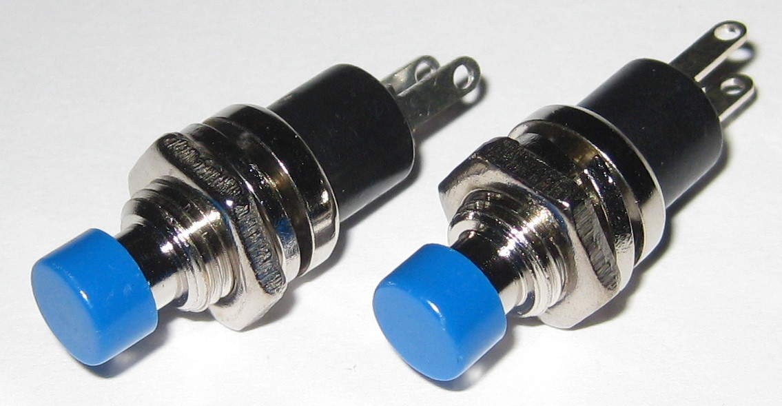 2 X Momentary Blue Pushbutton Switch - Panel Mount - SPST N.O. - 1/4 ...