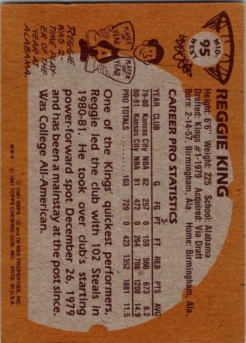 1981-82 Topps #MW95 Reggie King | eBay