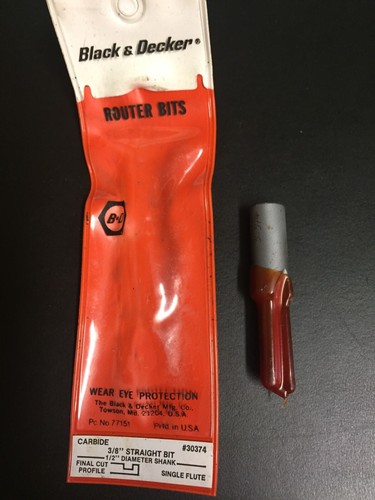Black & Decker #30374 Router Bit, 3/8" Straight Bit, 1/2" Shank | eBay