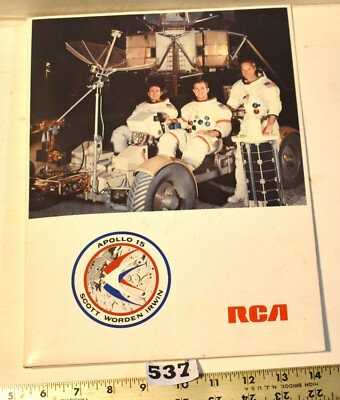 Apollo 15 RCA 4 sided folder showing crew photo on front page #537 | eBay