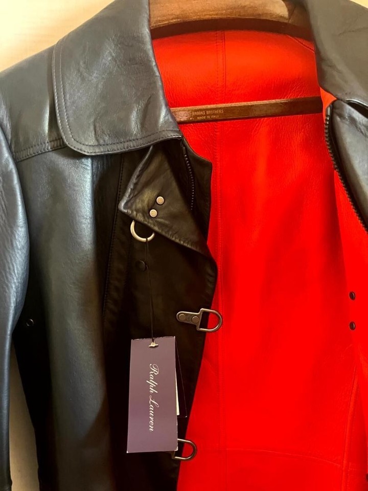 Ralph Lauren Purple Label Leather Fireman Coat Lamb Skin Jacket S New ...