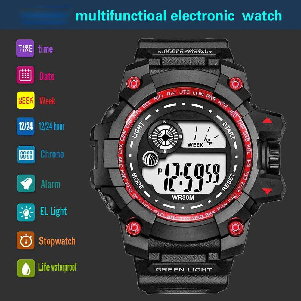 WristWatch LED Digital Sports Watch Military Tactical Waterproof ...