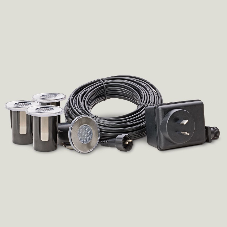 4 Piece Round LED Deck & Step Light Kit DIY Stainless Steel White HPM ...