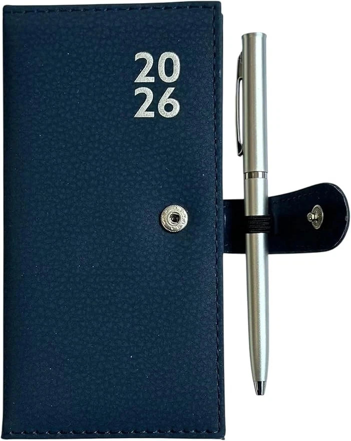 2026 Slim Soft Touch Faux Leather Desk Diary & Pen Week to View Home ...