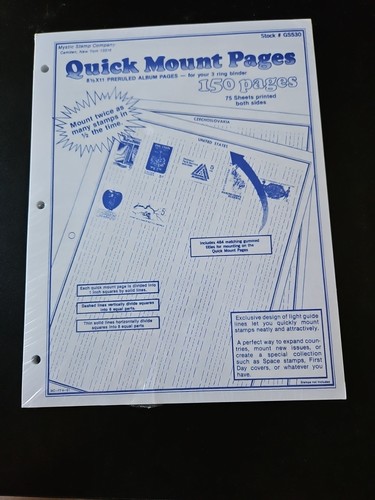 Stamp Album Pages Mystic Quick Mount Quadrille Sealed 75 Sheets In Pack ...