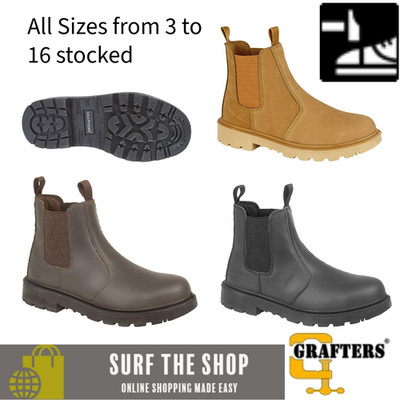 Work Boots Grafters Mens Dealer Lightweight Safety Chelsea Steel Toe ...