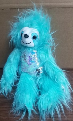 Hobby Lobby Teal Sloth Furry Plush 18" Stuffed Animal Sequin Belly New ...