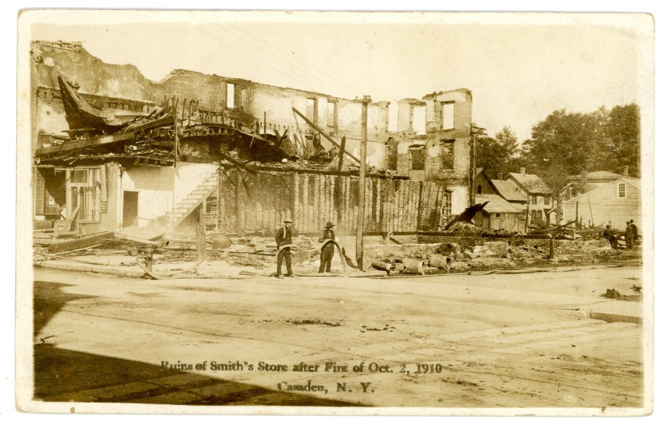 Camden NY - RUINS OF SMITH STORE AFTER 1910 FIRE - RPPC Postcard Oneida ...