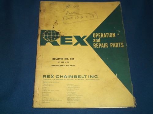 Rex Pack 12-5 Opération & Pièces Catalogue Livre Manuel Sans 436 | eBay
