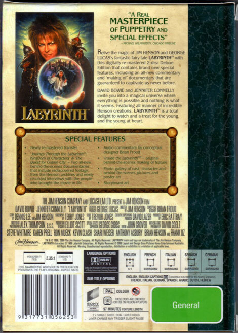 Labyrinth - David Bowie, Jennifer Connelly, Jim Henson - 2 DVDs in ...