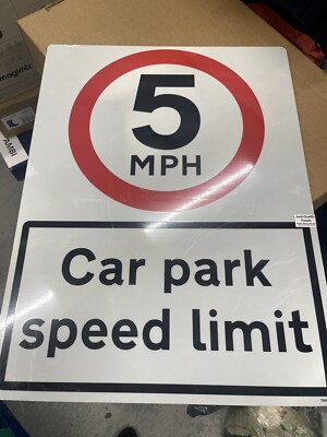 5mph Car Park Speed Limit Sign weatherproof reflective Aluminium Anti ...