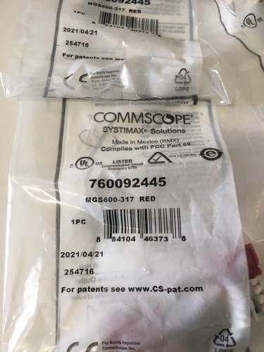 Lot of 6 COMMSCOPE MGS600-317 RED 760092445 RED OUTLET JACKS MGS600 ...