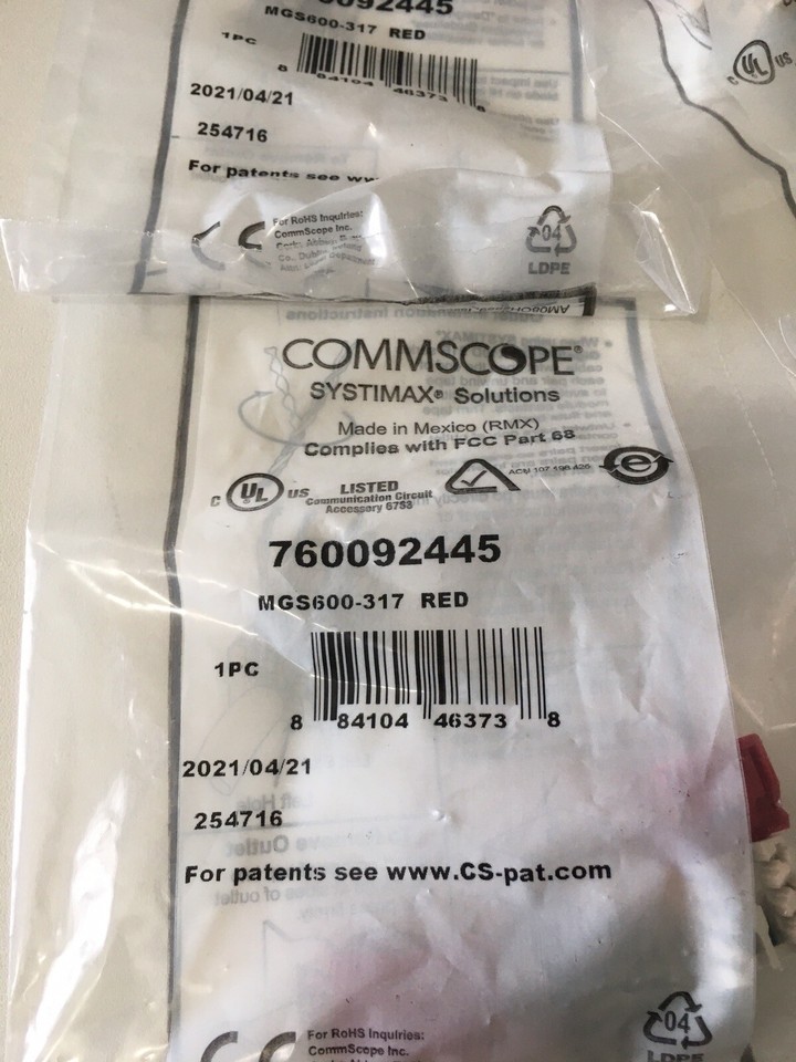 Lot of 6 COMMSCOPE MGS600-317 RED 760092445 RED OUTLET JACKS MGS600 ...