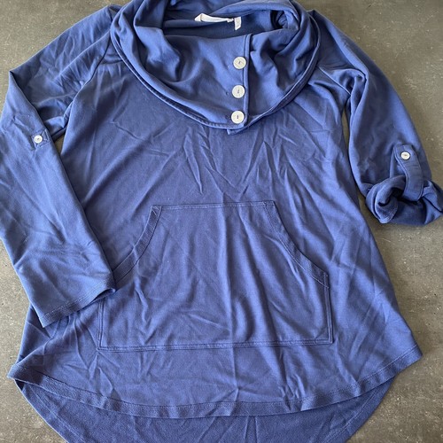 Soft Surroundings Periwinkle Blue Kassidy Pullover Tunic S Button Cowl ...