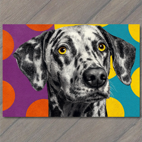 POSTCARD Dalmatian Dog Portrait Pop Color Polka Dot Bold Graphic Retro ...
