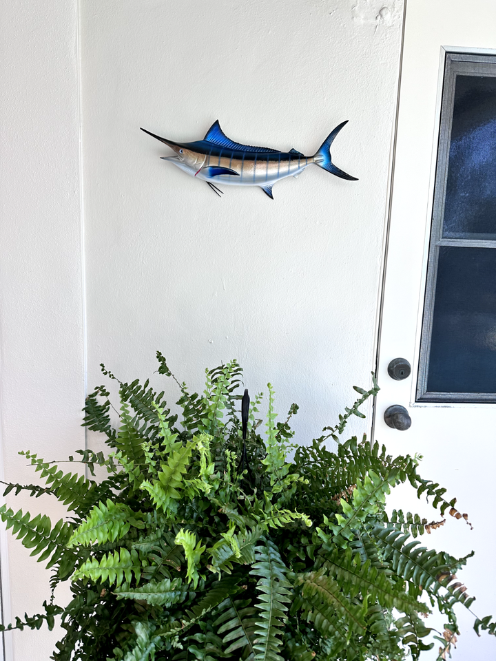 Blue Marlin Miniature - Hand-Painted Resin Fish Sculpture - Nautical ...
