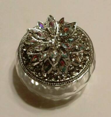 Stunning Lenox Lead Crystal Trinket Box with Crystal Design Lid Very ...