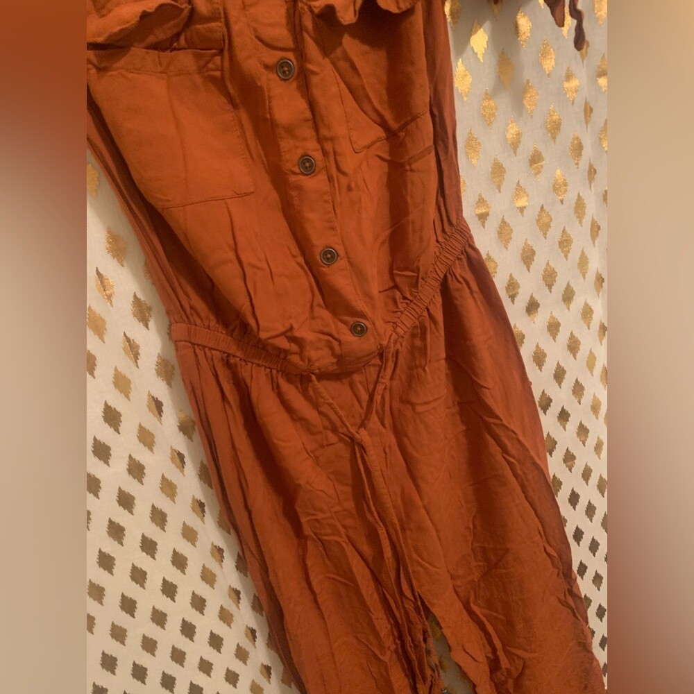 Derek heart burnt orange jumpsuit romper rust size small | eBay