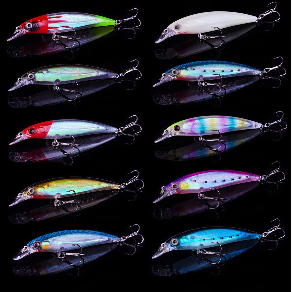 60pcs Hard Fishing Lures Minnow Shad Popper VIB Frog Crankbait Crank ...