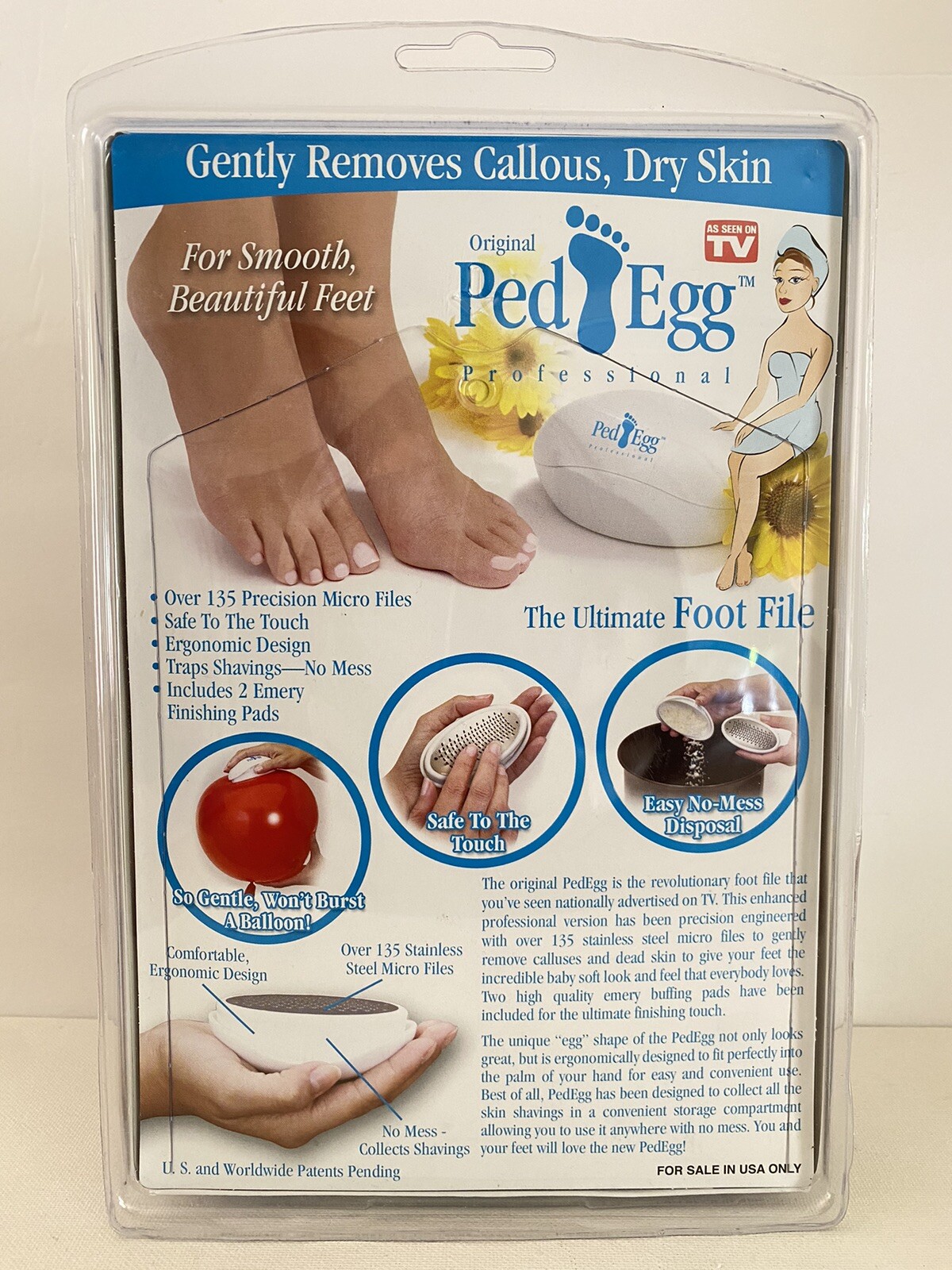 Q49 Authentic PED Egg as Seen on TV Pedegg Foot File With Two Emery ...