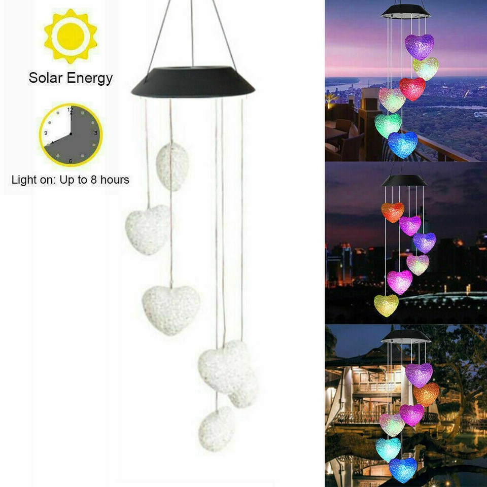 Solar Powered LED Wind Chime Lights Color-Changing Yard Garden Decor ...