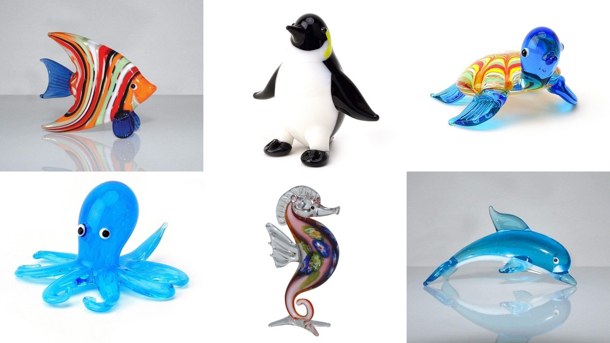 Sea Glass Animal Figurines Sea Glass Siamese / Thai Cat Small Figurine