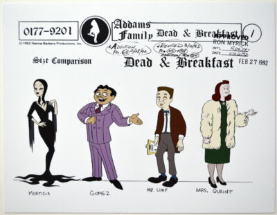 Addams Family Dead & Breakfast MODEL SHEET - SIZE COMPARISON GOMEZ ...