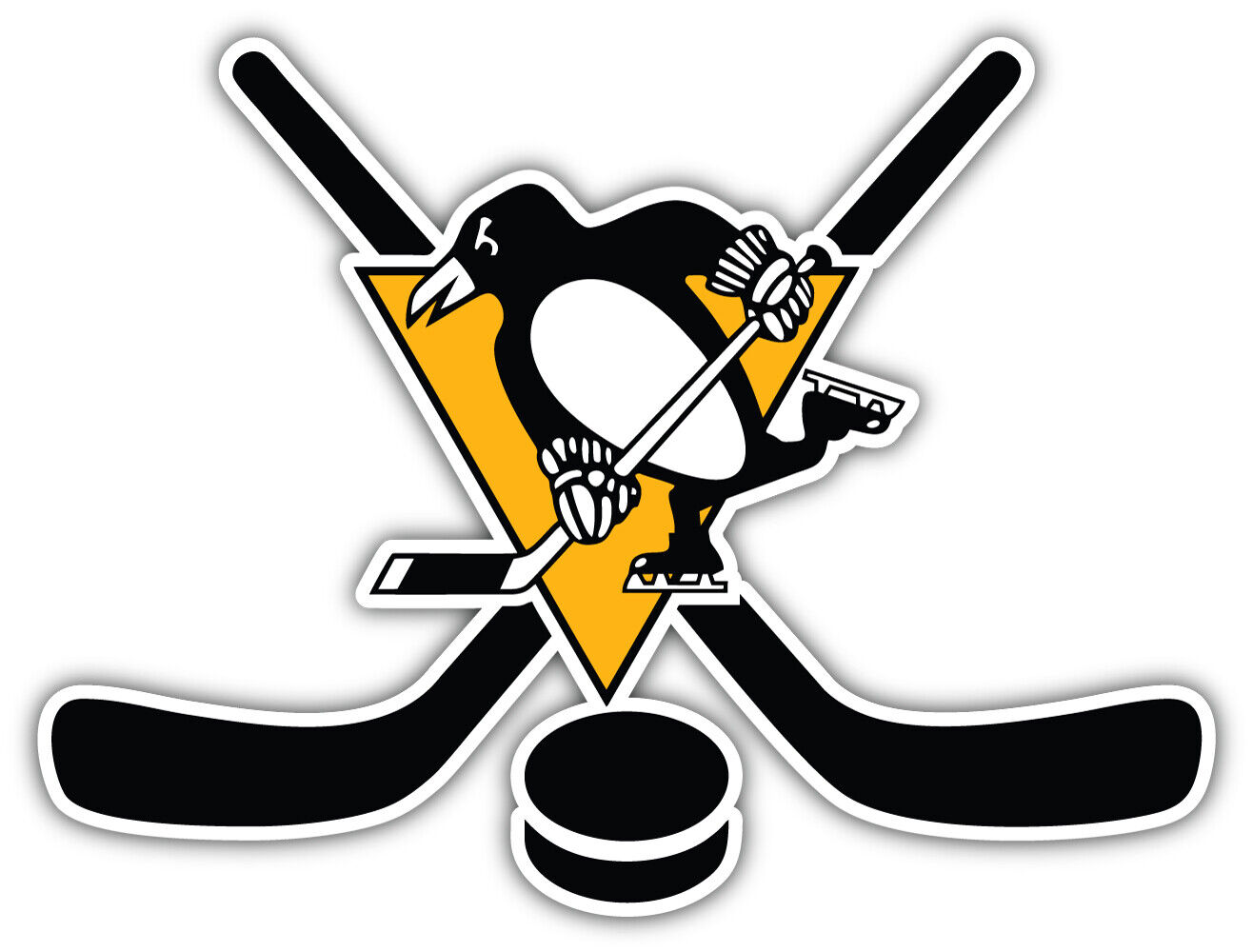Pittsburgh Penguins Sticks Logo NHL Sport Car Bumper Sticker Decal ...