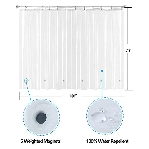 Clawfoot Tub Shower Curtain, Wrap Around Shower 180"W x 70"L (Pack of 1 ...