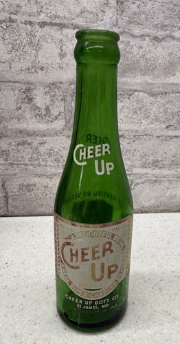 Vtg CHEER UP 7OZ ACL GREEN BOTTLE, LITHIATED LEMON SODA St James ...