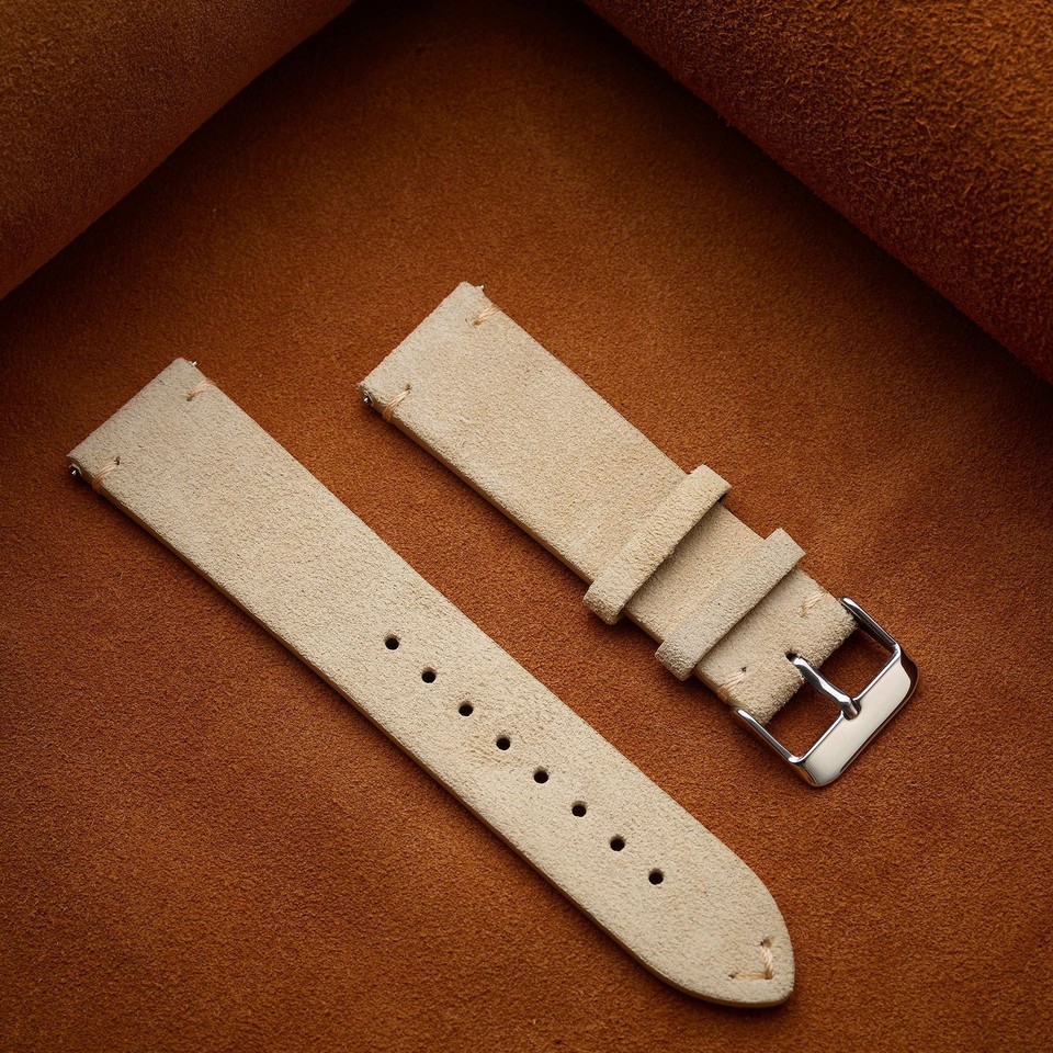 Nubuck Soft Tumbled Leather Watch Band Hand-stitched Strap 14/16/18/20 ...