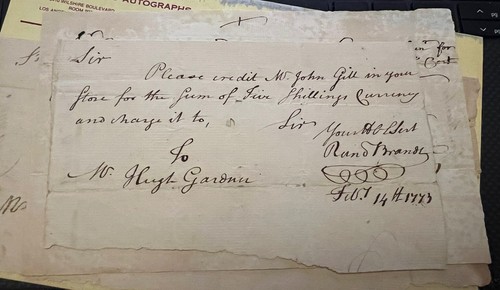 4 Pieces of American Colonial Era Revolutionary War Script Hugh Gardner ...