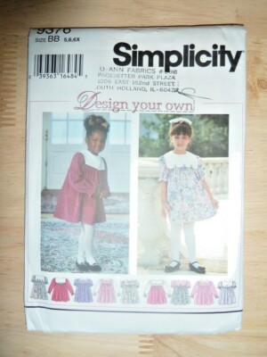 SIMPLICITY PATTERN #9376 GATHERED YOKE DRESS w/VARIATIONS - GIRLS 5-6X ...