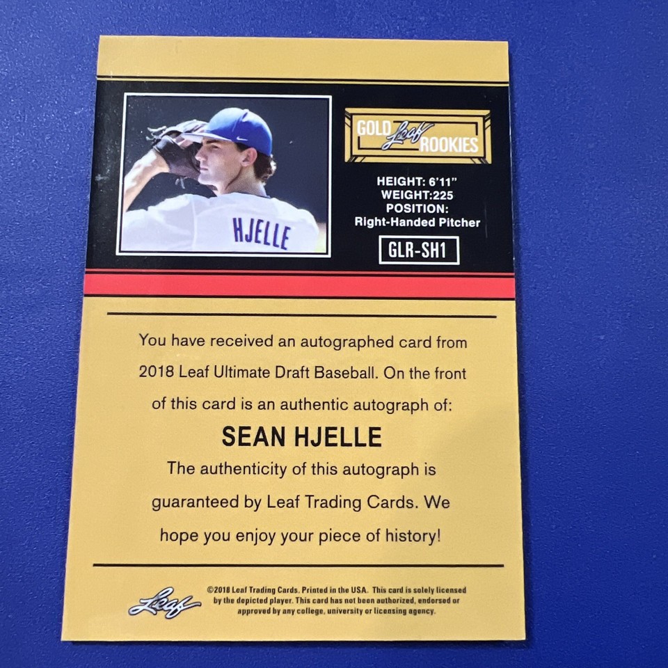 2018 Leaf Ultimate Rookie SEAN HJELLE 1991 Retro Auto GLR-SH1 | eBay
