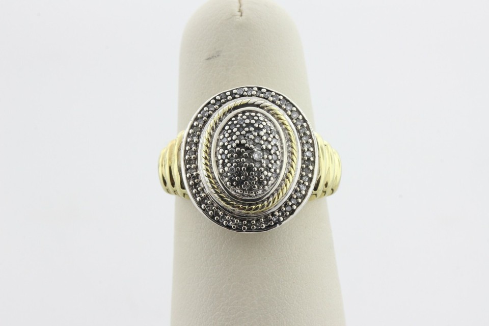 JWBR Sterling Silver 925 Pave 0.25 TCW Diamond Cluster Gold Wash Ring ...