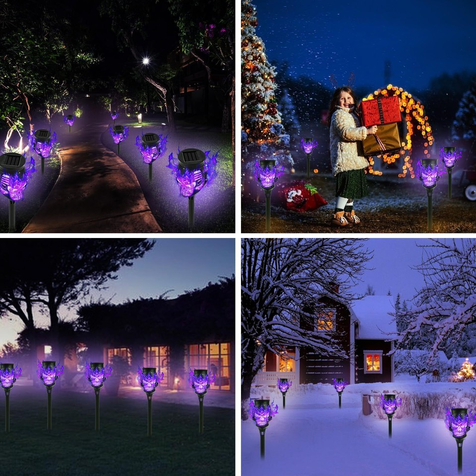 Solar Torch Lights with Flickering Flame Outdoor 12LED Tiki Torch Solar ...