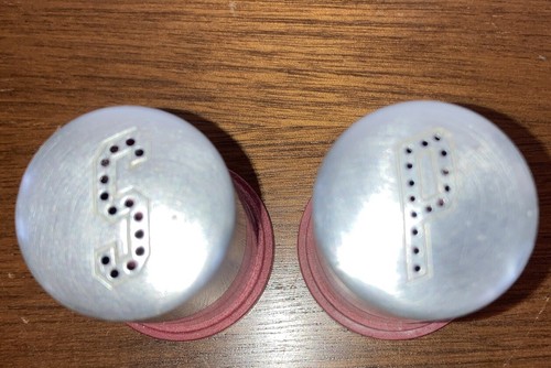 Vintage Salt Pepper Shakers Aluminum Red Bottom Decoration Use Only | eBay