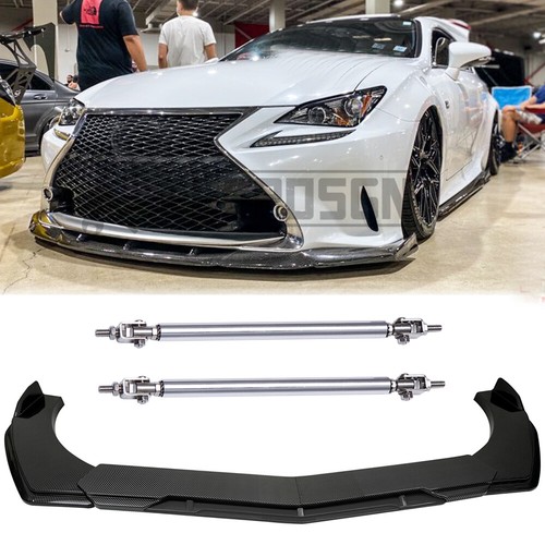 Carbon Fiber Front Bumper Lip Spoiler Splitter +Strut Rods For Lexus RC ...