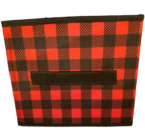 Collapsible Storage Container Cube Organizer Red & Black Buffalo Plaid ...