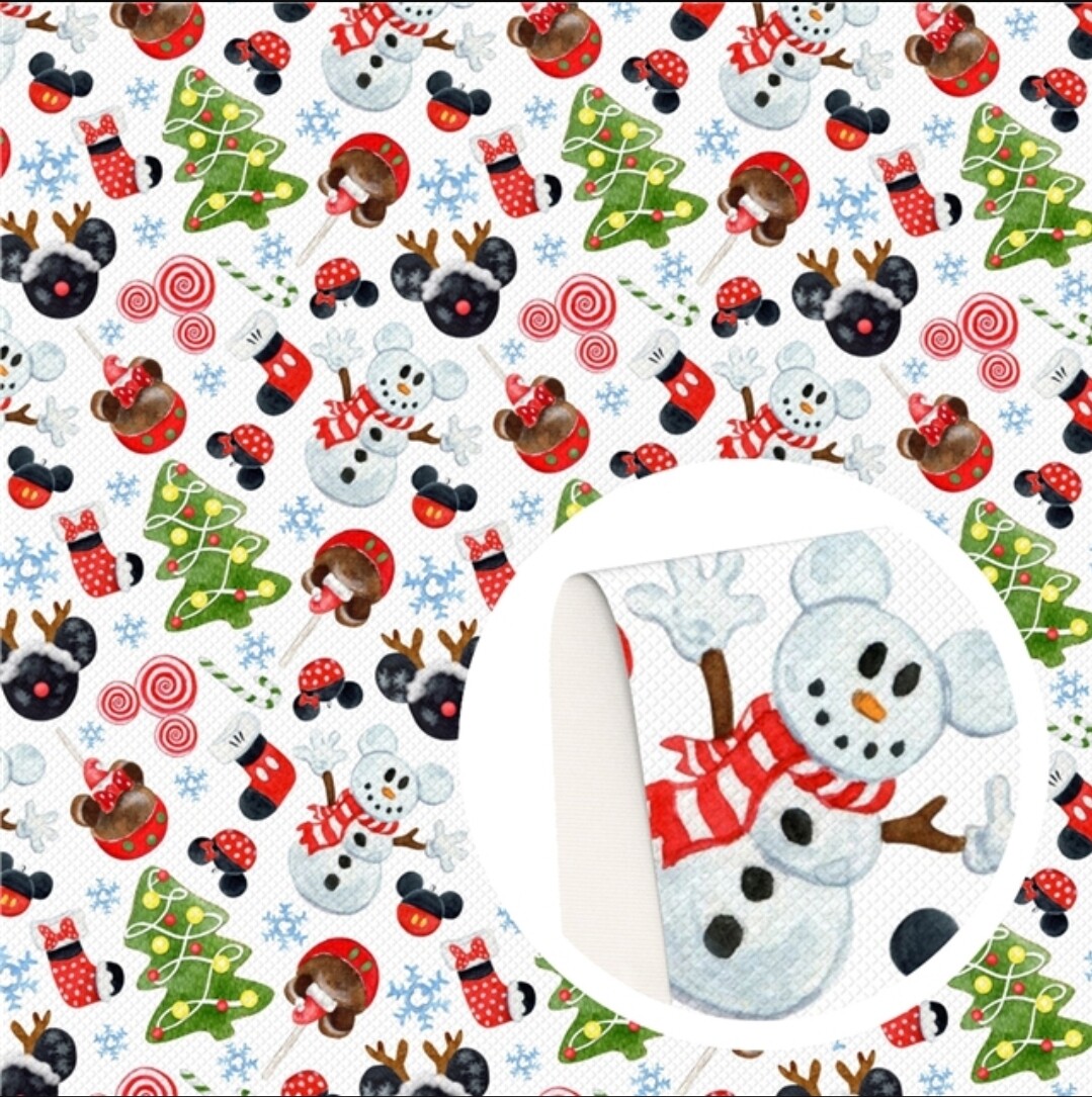 Christmas FAUX LEATHER SHEET 8" x 12" WHOLESALE PRINTED 1146986 Mickey ...