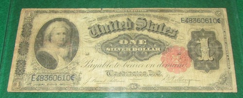 1891 Martha Washington ONE SILVER DOLLAR certificate note bill paper ...