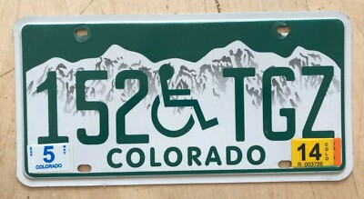 COLORADO DISABLED PERSON HANDICAPPED LICENSE PLATE " 152 TGZ " CO ...