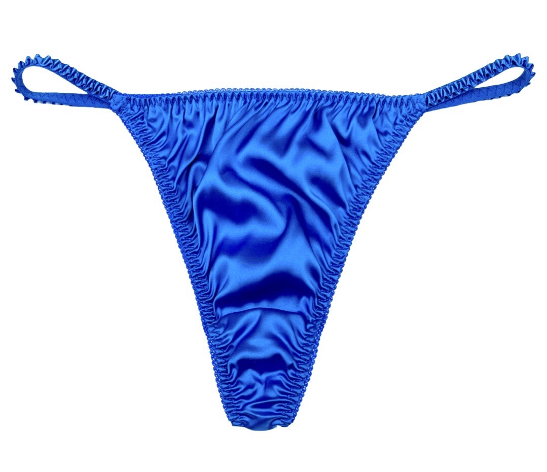 Satin String Thong Royal Blue L - Gem