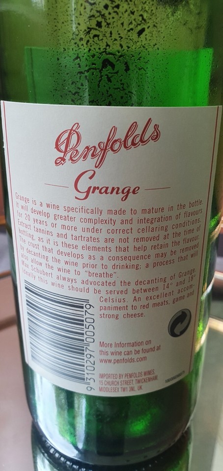Grange Penfolds 750ml Wine Bottle | eBay UK