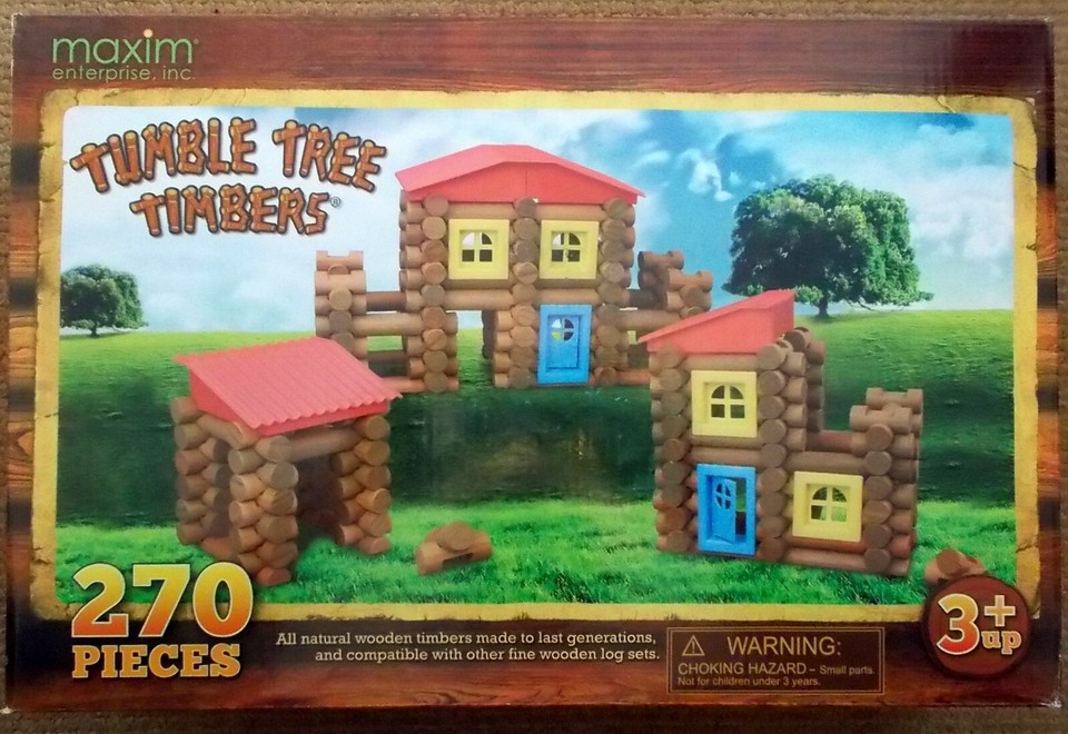 Tumble Tree Timbers Natural Wood Log Building Set 345 Pcs Lincoln Log ...