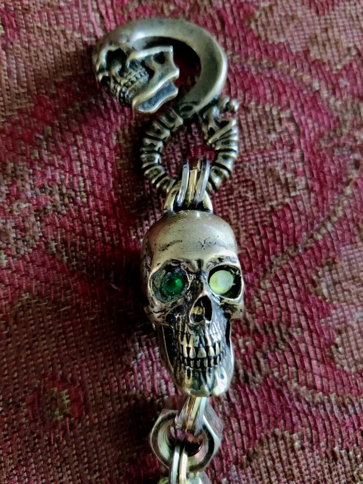 Biker Trucker Punk Skull Steel Hex Nut And Copper Wallet Chain Handmade ...