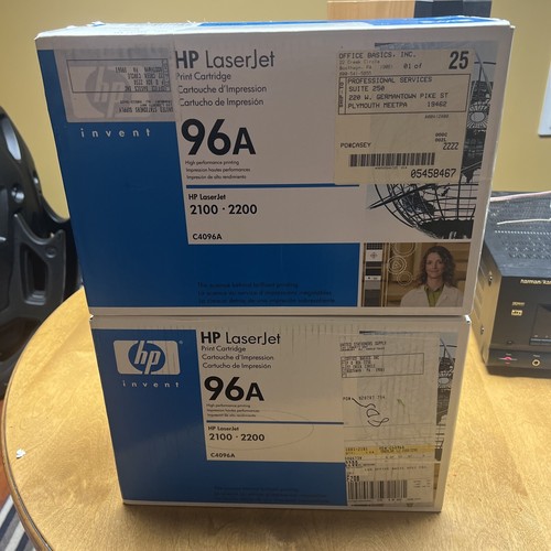 2 Genuine HP C4096A 96A Black Toner Cartridge LaserJet 2100 New OEM ...