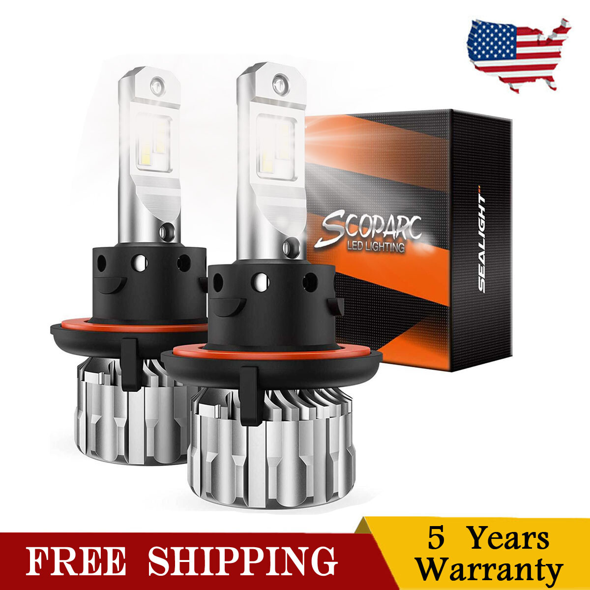 SEALIGHT S6 H13 9008 LED Headlight Bulbs High Low Beam Super White 70W ...