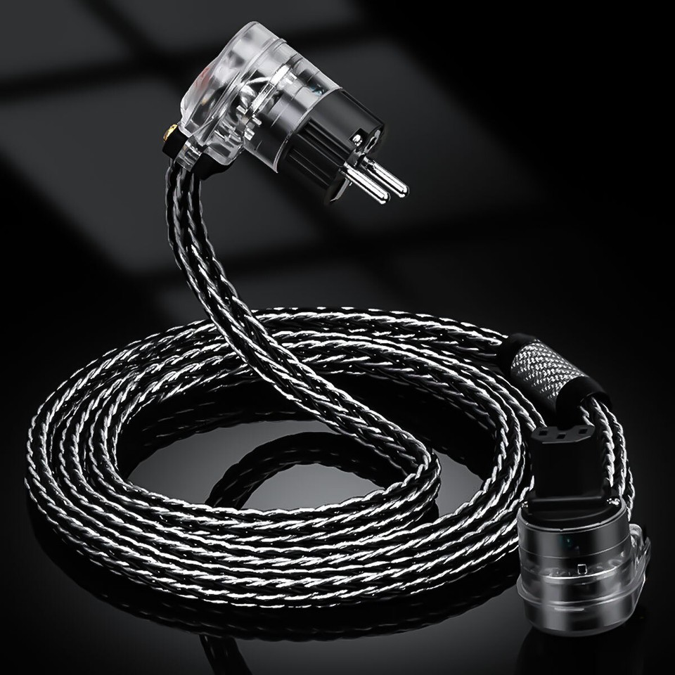 8 AWG OCC Silver Hybrid Power Cable EU US HiFi Audio Power Cord Right ...